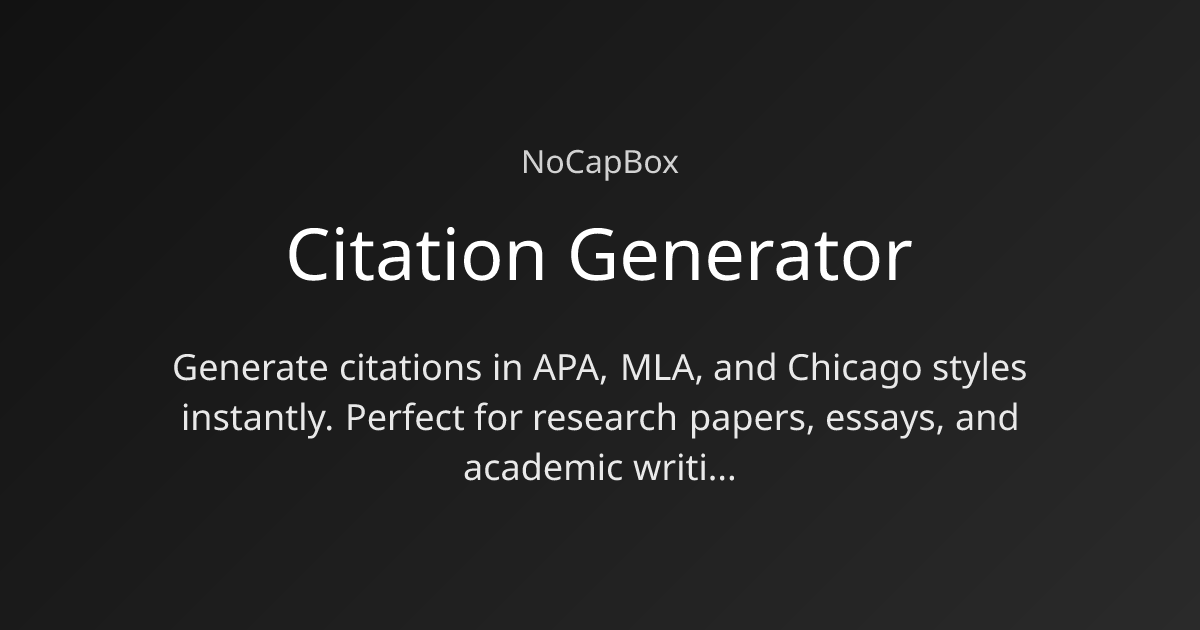 Citation Generator | NoCapBox